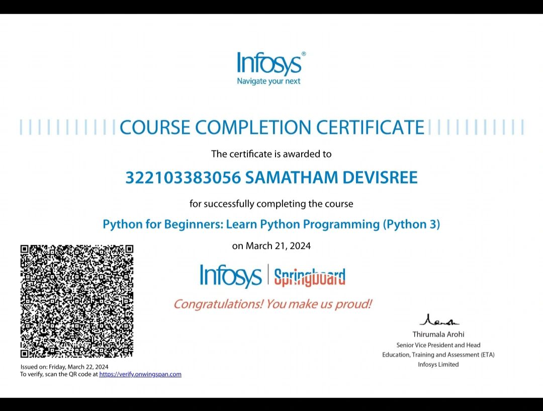 Devisree Samatham on LinkedIn: #python #programming #certification # ... Devisree Samatham on LinkedIn: #python #programming #certification # ...