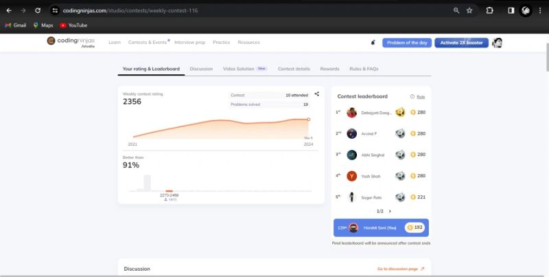 Finished Coding Ninja's Weekly Contest 116! | Harshit Soni posted on ... Finished Coding Ninja's Weekly Contest 116! | Harshit Soni posted on ...