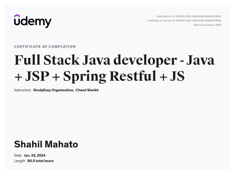 Finished Advanced Java course on Udemy! | Shahil Mahato posted on the ... Finished Advanced Java course on Udemy! | Shahil Mahato posted on the ...