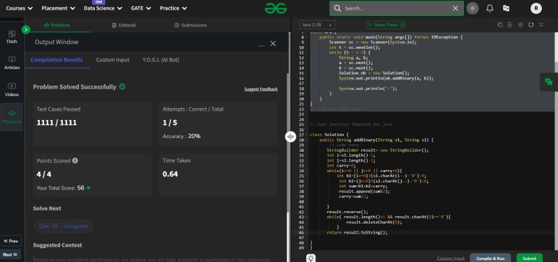 #gfg160dayschallenge #gfg #addbinarystrings #dsa #problemsolving ... #gfg160dayschallenge #gfg #addbinarystrings #dsa #problemsolving ...