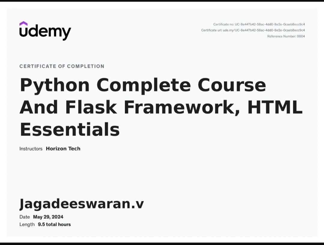 Jagadeeswaran V on LinkedIn: #python #flask #udemy #webdevelopment Jagadeeswaran V on LinkedIn: #python #flask #udemy #webdevelopment
