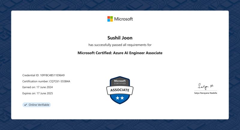 Sushil Joon☁️ on LinkedIn: #microsoftazure #aicertification #aiengineer ... Sushil Joon☁️ on LinkedIn: #microsoftazure #aicertification #aiengineer ...