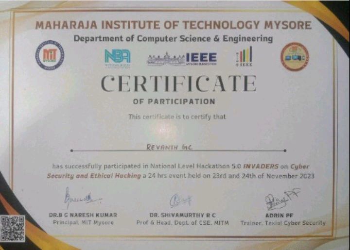 Revanth G C on LinkedIn: #cybersecurity #hackathon #ethicalhacking # ... Revanth G C on LinkedIn: #cybersecurity #hackathon #ethicalhacking # ...