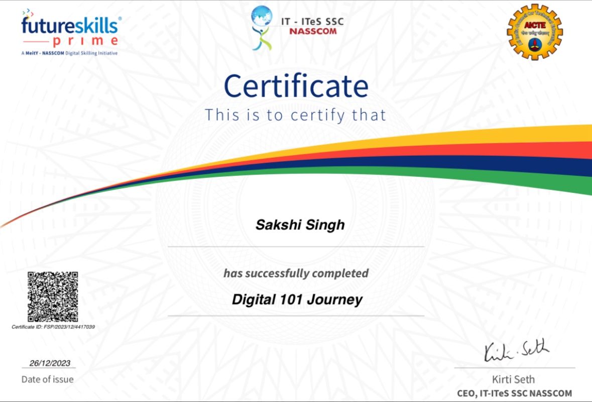 Sakshi Singh on LinkedIn: #digitalskills #futureskillsprime Sakshi Singh on LinkedIn: #digitalskills #futureskillsprime