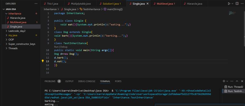 Rohith Kumar on LinkedIn: #java #dsa #java #dsa #inheritance #oop # ... Rohith Kumar on LinkedIn: #java #dsa #java #dsa #inheritance #oop # ...