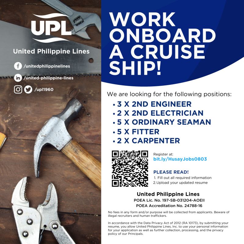United Philippine Lines on LinkedIn: 📢 NOW HIRING 💡 3 X 2ND ENGINEER ... United Philippine Lines on LinkedIn: 📢 NOW HIRING 💡 3 X 2ND ENGINEER ...