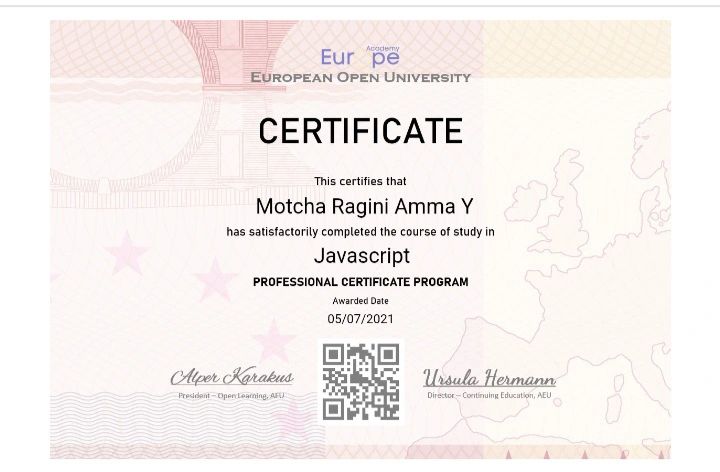 completed in Javascript | Motcha Ragini Amma Y completed in Javascript | Motcha Ragini Amma Y