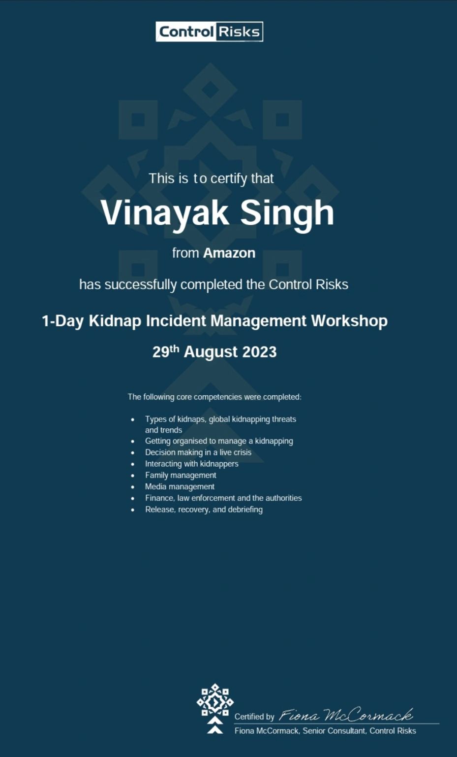 Captain Vinayak Singh (Retd) CPP®,PSP®,PCI®,REID, WZ, CCPS. on LinkedIn ... Captain Vinayak Singh (Retd) CPP®,PSP®,PCI®,REID, WZ, CCPS. on LinkedIn ...