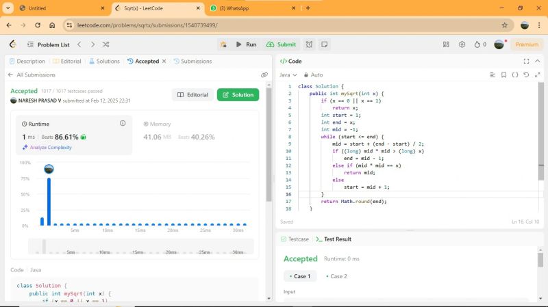 #100daysofleetcode #leetcode #binarysearch #javaprogramming… | NARESH ... #100daysofleetcode #leetcode #binarysearch #javaprogramming… | NARESH ...