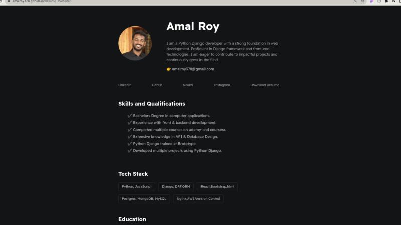 Amal Roy on LinkedIn: #letsconnect #resume Amal Roy on LinkedIn: #letsconnect #resume