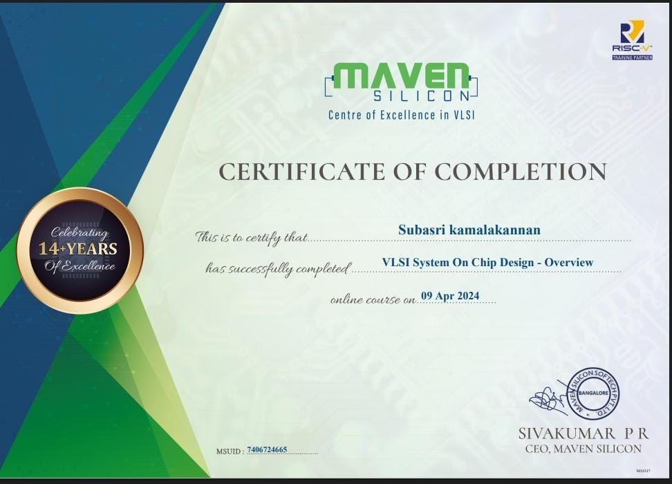 Subasri Kamalakannan on LinkedIn: VLSI SOC Design Subasri Kamalakannan on LinkedIn: VLSI SOC Design