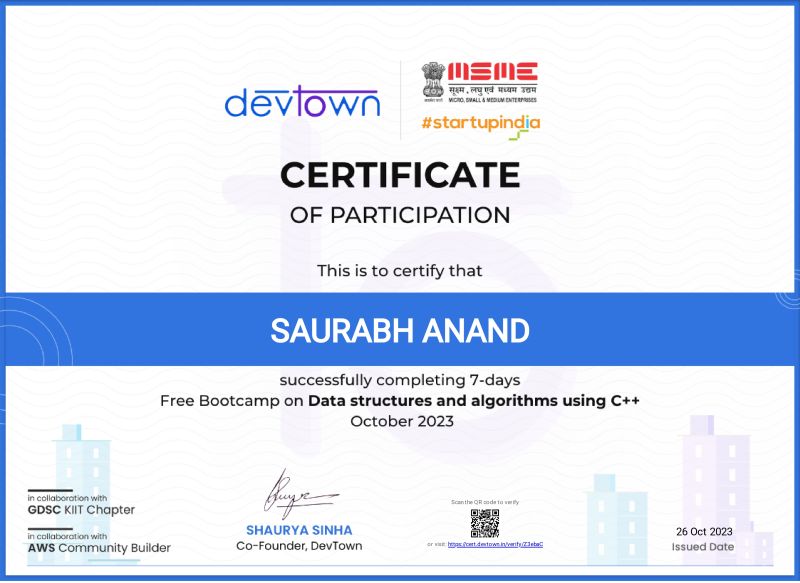 Saurabh Anand on LinkedIn: #devtown #datastructures #algorithms # ... Saurabh Anand on LinkedIn: #devtown #datastructures #algorithms # ...