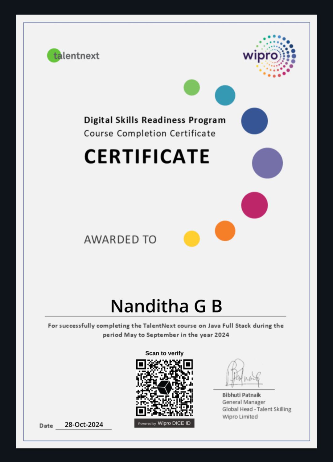Nanditha G B on LinkedIn: #java #wipro #talentnext Nanditha G B on LinkedIn: #java #wipro #talentnext