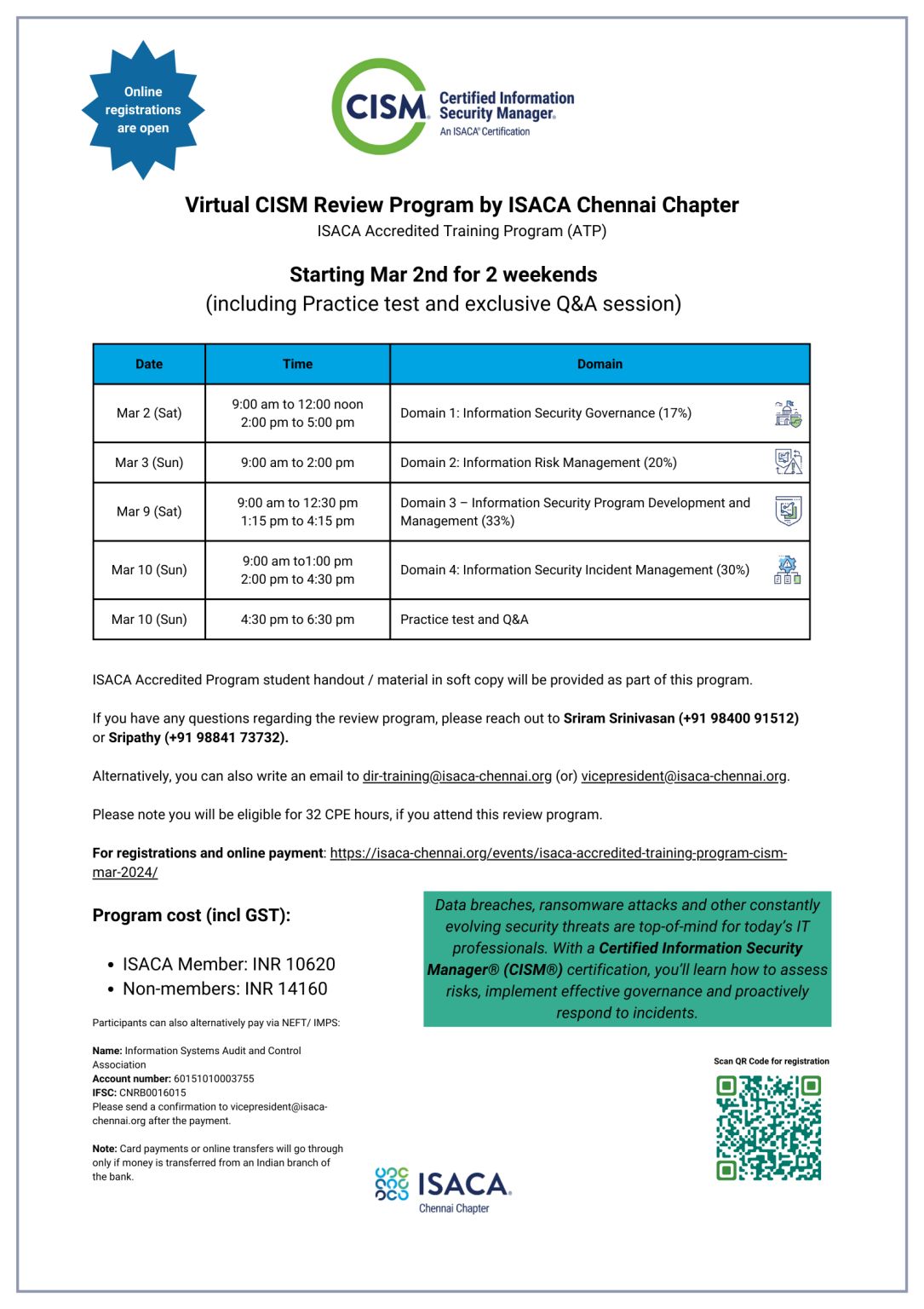 ISACA Chennai Chapter(Official) on LinkedIn: #isaca #isacachennai #cism ... ISACA Chennai Chapter(Official) on LinkedIn: #isaca #isacachennai #cism ...
