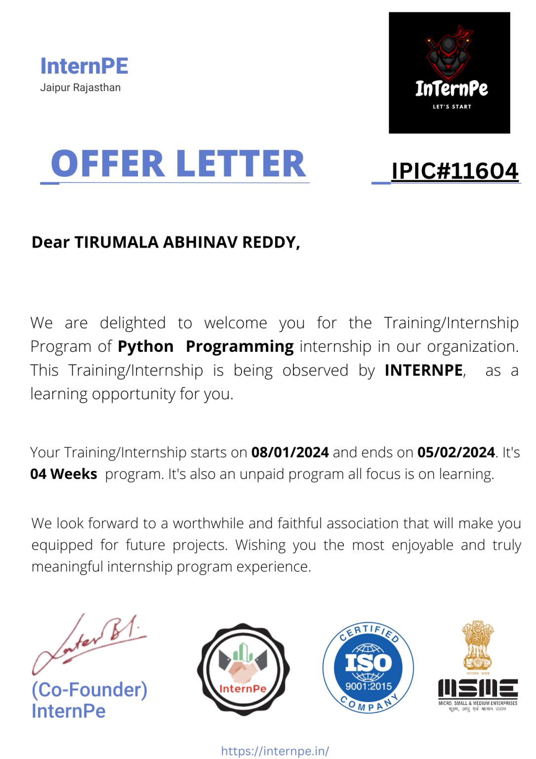 Abhinav Reddy Tirumala on LinkedIn: #internshipopportunity Abhinav Reddy Tirumala on LinkedIn: #internshipopportunity