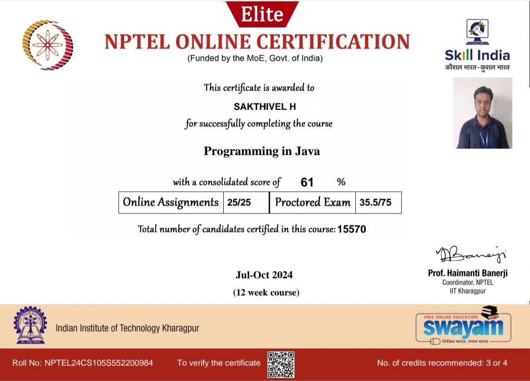Sakthivel HariKrishnan on LinkedIn: #java #programming #nptel # ... Sakthivel HariKrishnan on LinkedIn: #java #programming #nptel # ...