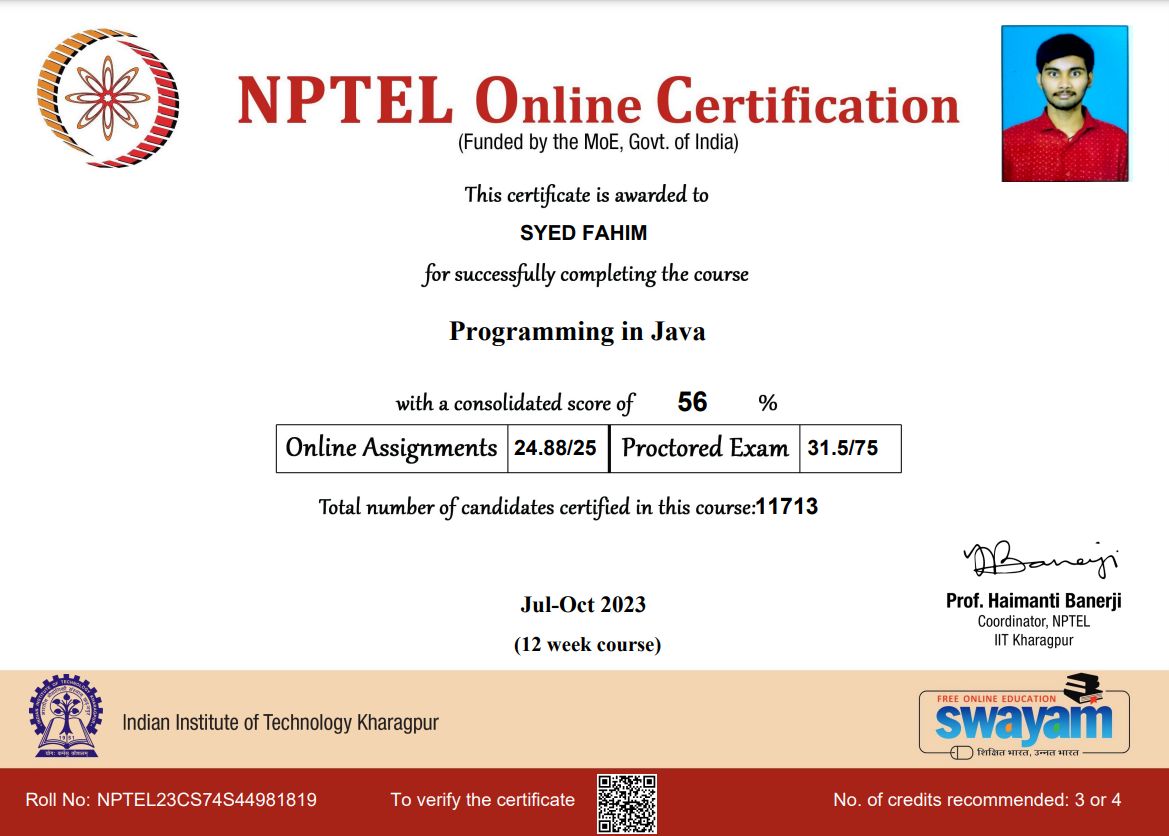 SYED FAHIM on LinkedIn: #nptel #java #firstpost #kluniversity # ... SYED FAHIM on LinkedIn: #nptel #java #firstpost #kluniversity # ...