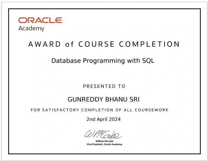 Bhanu Reddy on LinkedIn: #sql #databaseprogramming #oracleacademy # ... Bhanu Reddy on LinkedIn: #sql #databaseprogramming #oracleacademy # ...