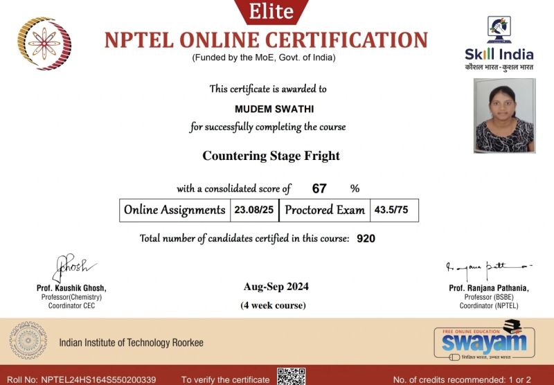 Swathi reddy Mudem on LinkedIn: #nptel #stagefright #communicationskills Swathi reddy Mudem on LinkedIn: #nptel #stagefright #communicationskills
