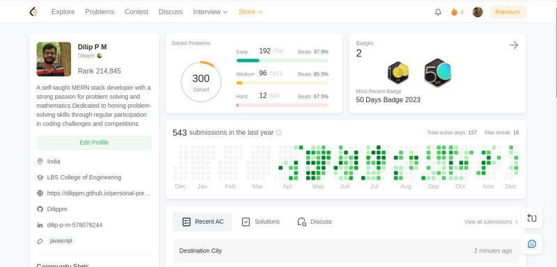 Dilip P M on LinkedIn: #leetcode #codingmilestone #300challenges # ... Dilip P M on LinkedIn: #leetcode #codingmilestone #300challenges # ...