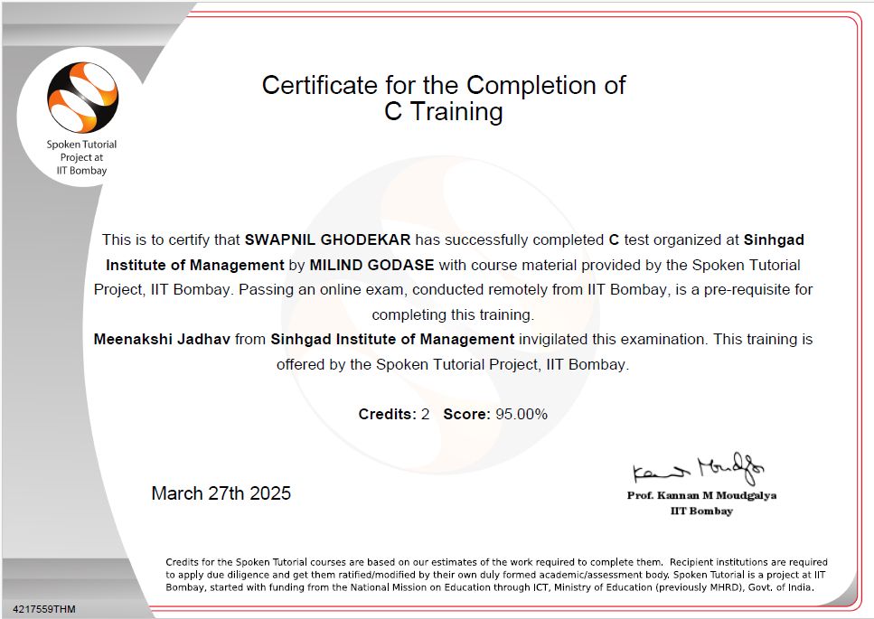#programming #cprogramming #cpp #iitbombay #spokentutorial #certificate ... #programming #cprogramming #cpp #iitbombay #spokentutorial #certificate ...