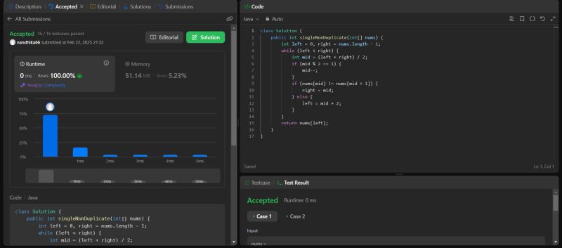 #100daysofleetcode #leetcode #singleelementinsortedarray #binarysearch ... #100daysofleetcode #leetcode #singleelementinsortedarray #binarysearch ...