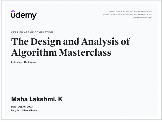 MAHA LAKSHMI K on LinkedIn: Udemy MAHA LAKSHMI K on LinkedIn: Udemy