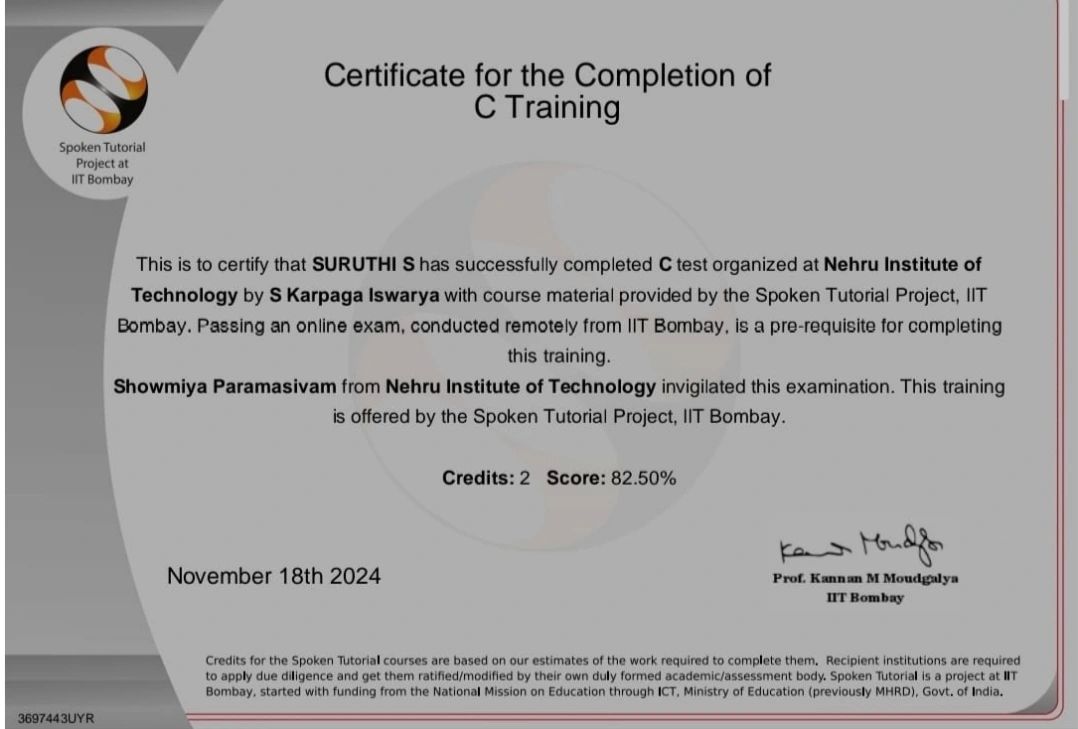 Suruthi S. on LinkedIn: #cprogramming #cpp #iitbombay #spokentutorial # ... Suruthi S. on LinkedIn: #cprogramming #cpp #iitbombay #spokentutorial # ...