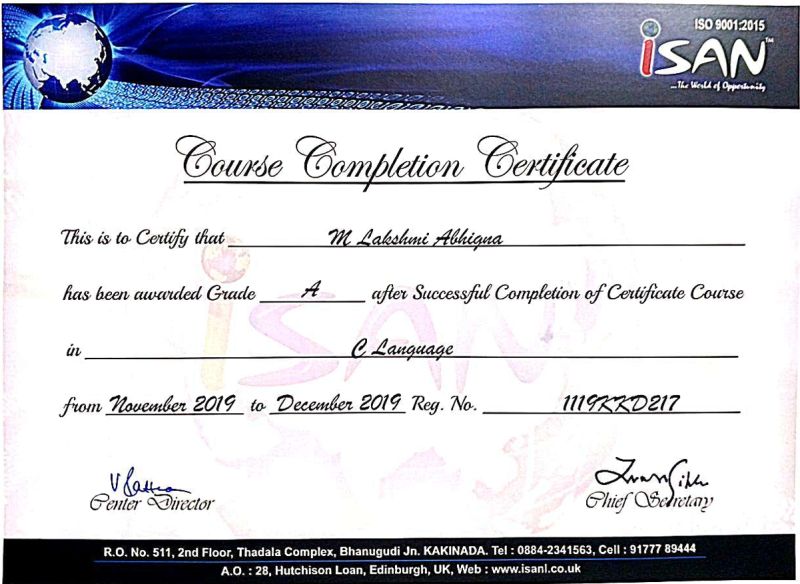 Lakshmi Abhigna on LinkedIn: #cprogramming #coding #certification # ... Lakshmi Abhigna on LinkedIn: #cprogramming #coding #certification # ...