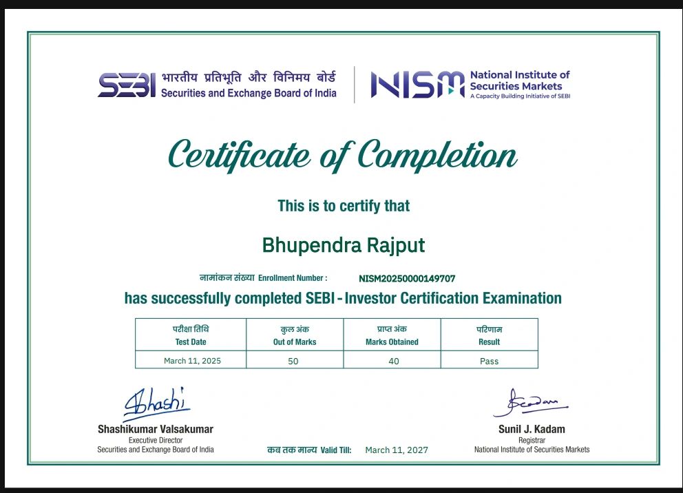 #nism #sebi #investorcertification #finance #investment | Bhupendra Rajput #nism #sebi #investorcertification #finance #investment | Bhupendra Rajput