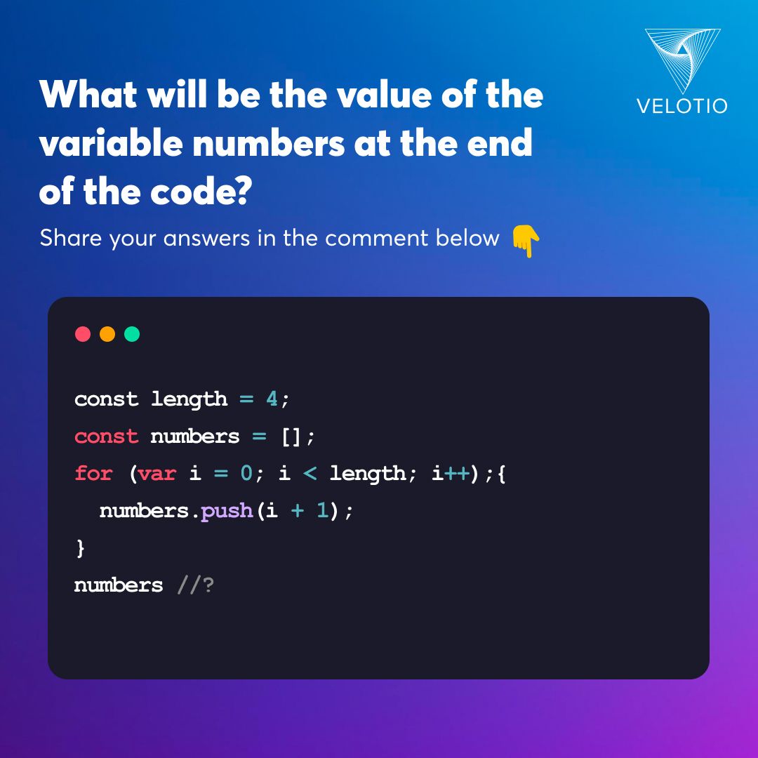 Velotio Technologies on LinkedIn: #techquiz #javascript #codechallenge ... Velotio Technologies on LinkedIn: #techquiz #javascript #codechallenge ...