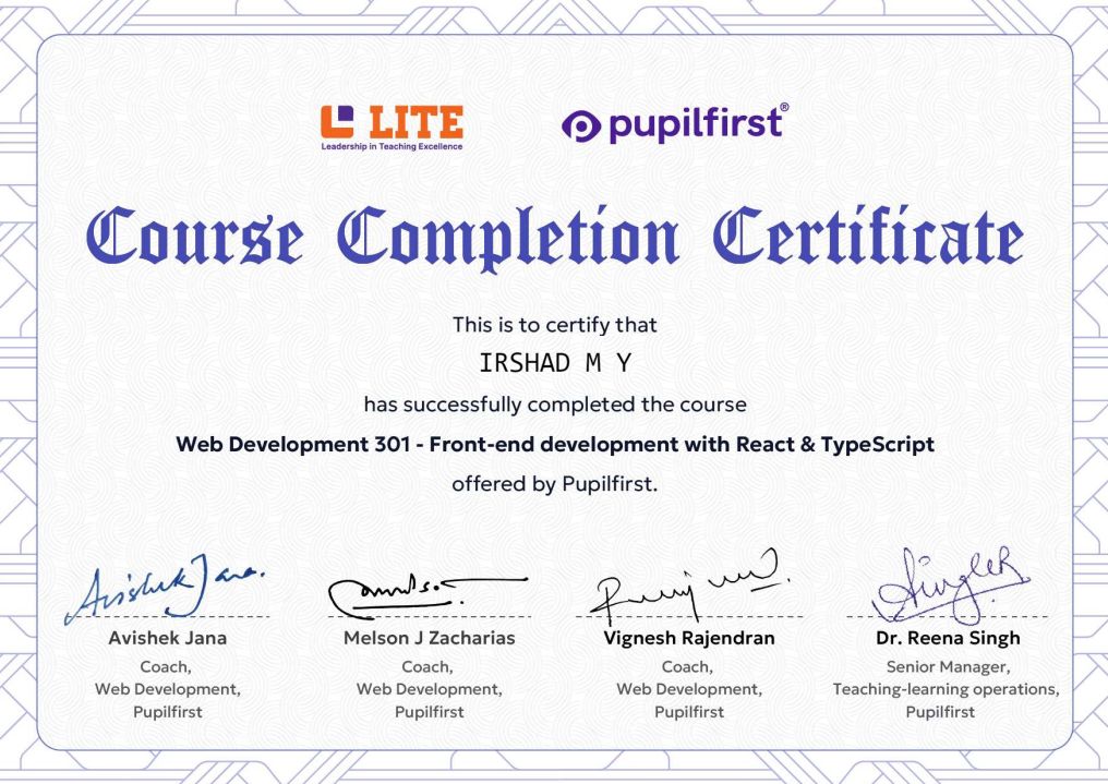 #webdev #reactjs #typescript #careergrowth | IRSHAD M Y #webdev #reactjs #typescript #careergrowth | IRSHAD M Y