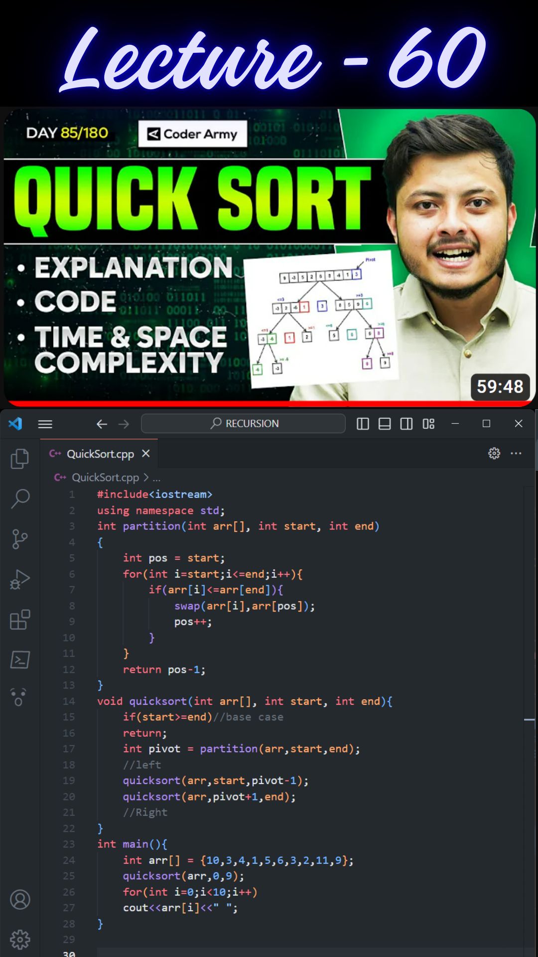 Learning DSA 60: Quick Sort | VIVEK MANGAL posted on the topic | LinkedIn Learning DSA 60: Quick Sort | VIVEK MANGAL posted on the topic | LinkedIn