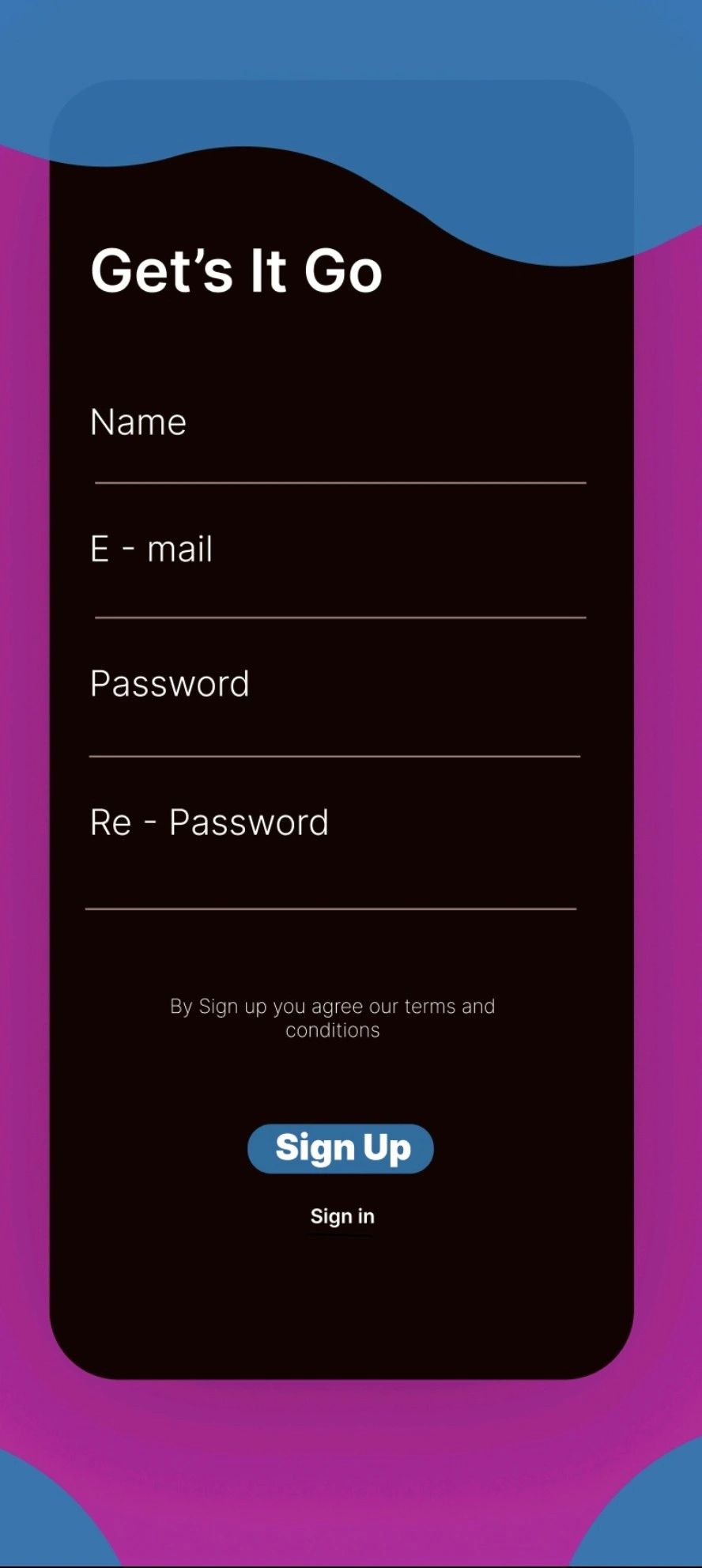 A Signup page created by figma tool It's an interactive page | Subaganesh P A Signup page created by figma tool It's an interactive page | Subaganesh P