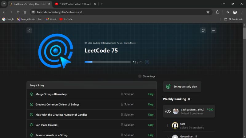 Gautam Dash on LinkedIn: Leetcode 75 sheet practice going on ... Solved ... Gautam Dash on LinkedIn: Leetcode 75 sheet practice going on ... Solved ...