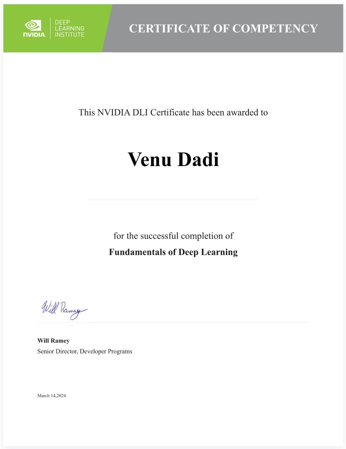 Venu Dadi on LinkedIn: I've completed NVIDIA's Venu Dadi on LinkedIn: I've completed NVIDIA's