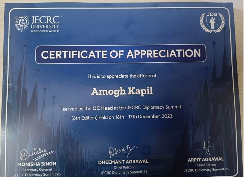 Amogh Kapil on LinkedIn: #diplomacy #summit #jecrcuniversity #teamwork ... Amogh Kapil on LinkedIn: #diplomacy #summit #jecrcuniversity #teamwork ...