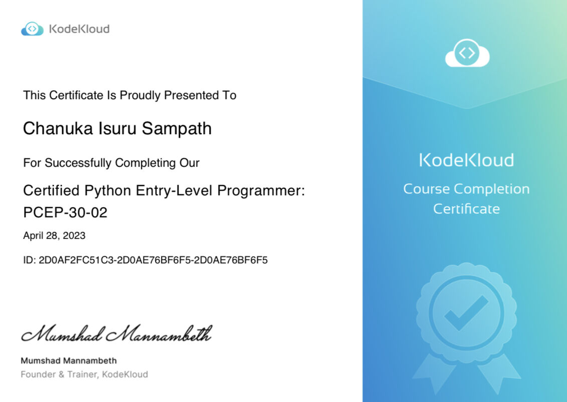 #python #pythonprogramming #kudekloud | Chanuka Isuru Sampath #python #pythonprogramming #kudekloud | Chanuka Isuru Sampath