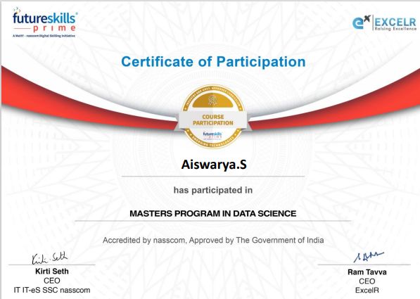 Masters Program in Data Science | Aiswarya S Masters Program in Data Science | Aiswarya S