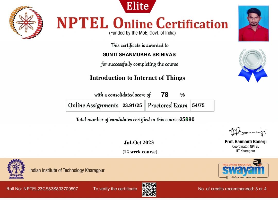 Gunti Shanmukha Srinivas on LinkedIn: #nptel #iot #silver Gunti Shanmukha Srinivas on LinkedIn: #nptel #iot #silver