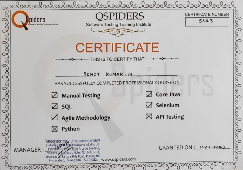 Rohit Kumar N on LinkedIn: I have completed Software Testing with Java ... Rohit Kumar N on LinkedIn: I have completed Software Testing with Java ...