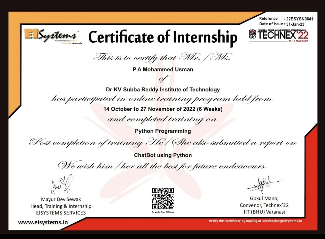 P A Mohammed Usman on LinkedIn: Completed Python programming In EI ... P A Mohammed Usman on LinkedIn: Completed Python programming In EI ...