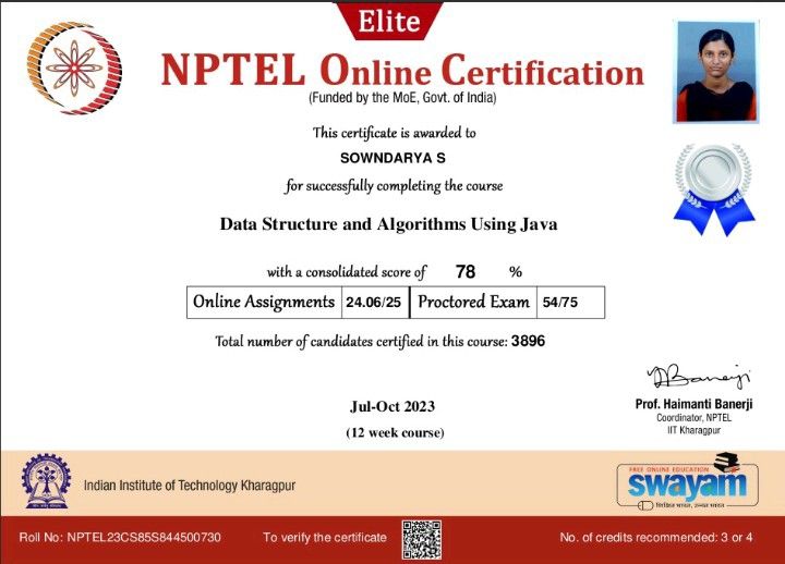 Sowndarya S on LinkedIn: #datastructures #algorithms #java #nptel Sowndarya S on LinkedIn: #datastructures #algorithms #java #nptel
