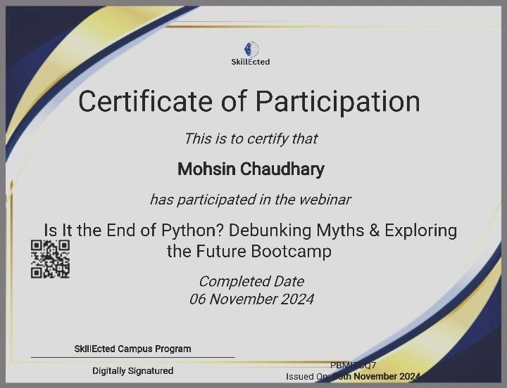 M Mohsin Aleem on LinkedIn: #python #webinars #skillected M Mohsin Aleem on LinkedIn: #python #webinars #skillected
