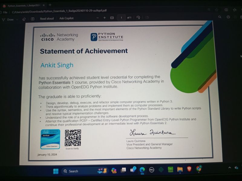 #pythonessentials #cisconetworkingacademy | Ankit Singh #pythonessentials #cisconetworkingacademy | Ankit Singh