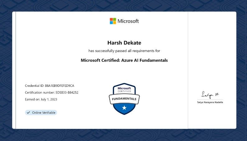 Harsh Dekate on LinkedIn: #microsoftazure #ai #certified #azureai # ... Harsh Dekate on LinkedIn: #microsoftazure #ai #certified #azureai # ...
