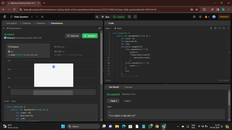 Shiva Raj on LinkedIn: #100daysofcode #codingchallenge #nestingdepth # ... Shiva Raj on LinkedIn: #100daysofcode #codingchallenge #nestingdepth # ...