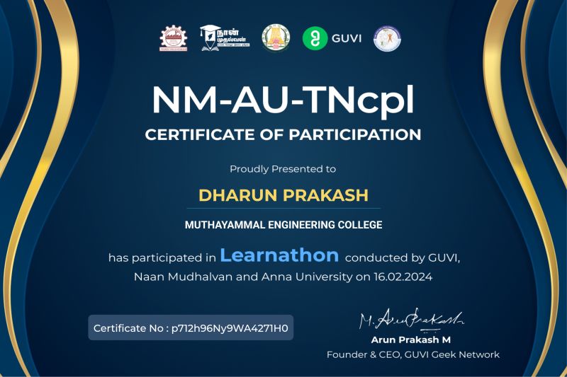 #learnathon #annauniversity | DHARUN PRAKASH J A #learnathon #annauniversity | DHARUN PRAKASH J A