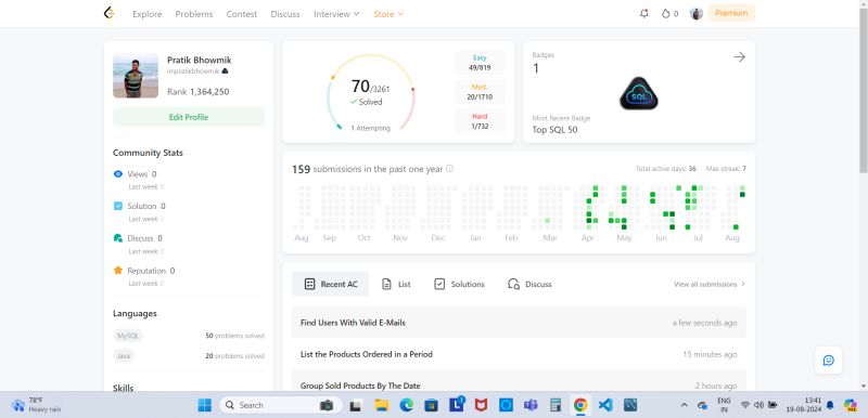 Pratik Bhowmik on LinkedIn: #data #leetcode #database #linkedin Pratik Bhowmik on LinkedIn: #data #leetcode #database #linkedin