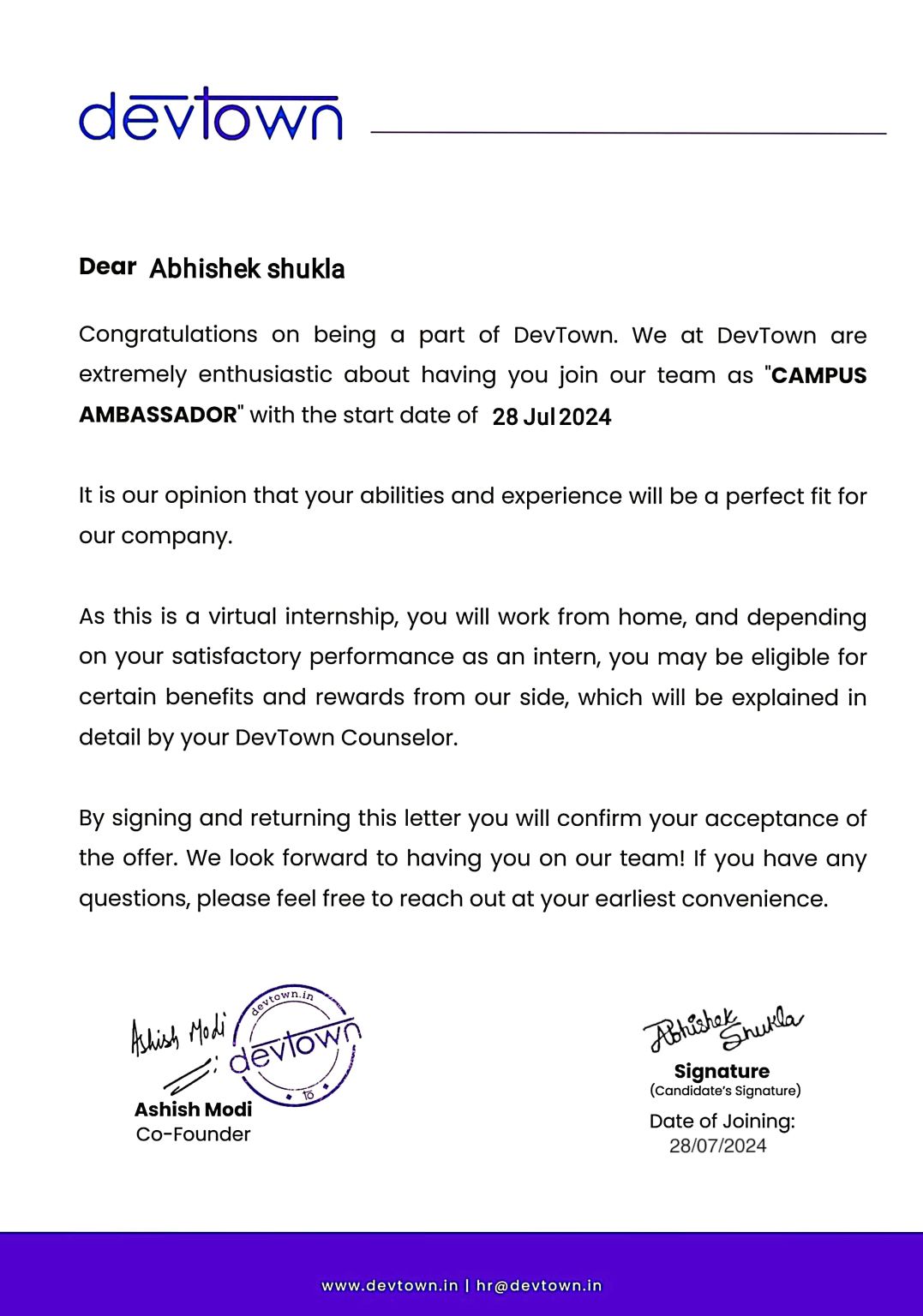 Abhishek Shukla on LinkedIn: #campusambassador #internship #devtown # ... Abhishek Shukla on LinkedIn: #campusambassador #internship #devtown # ...